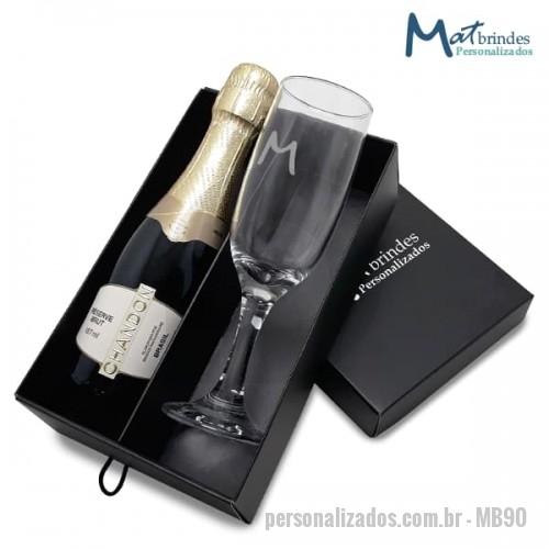 Kit champanhe ou espumante Personalizado - MB90 - Com uma taça de vidro ...