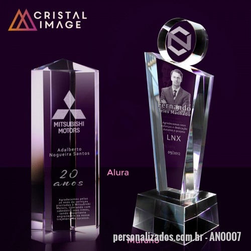 Troféu Personalizado - AN0007 - Troféus em Cristal diversos tamanhos e ...